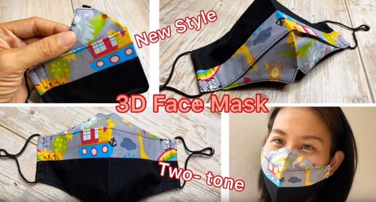 3D Face Mask Two-tone New Style with Pattern - AON Easy DIY