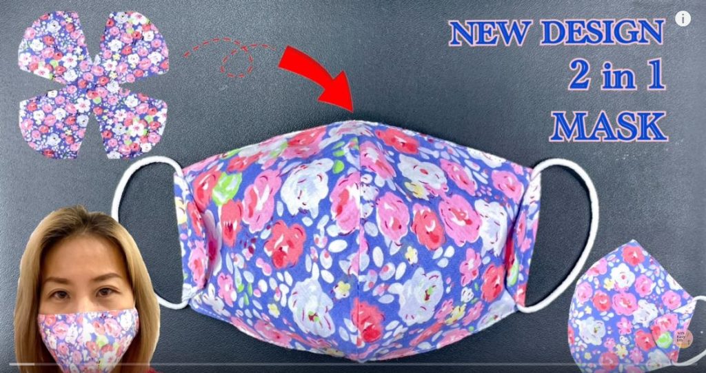 NEW DESIGN FAST and EASY DIY Fabric Face Mask 2 in 1 How to Make Face ...